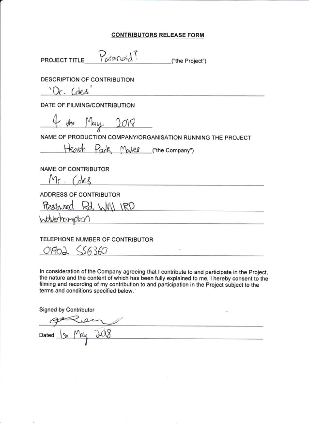 Contributors Release Form | PDF