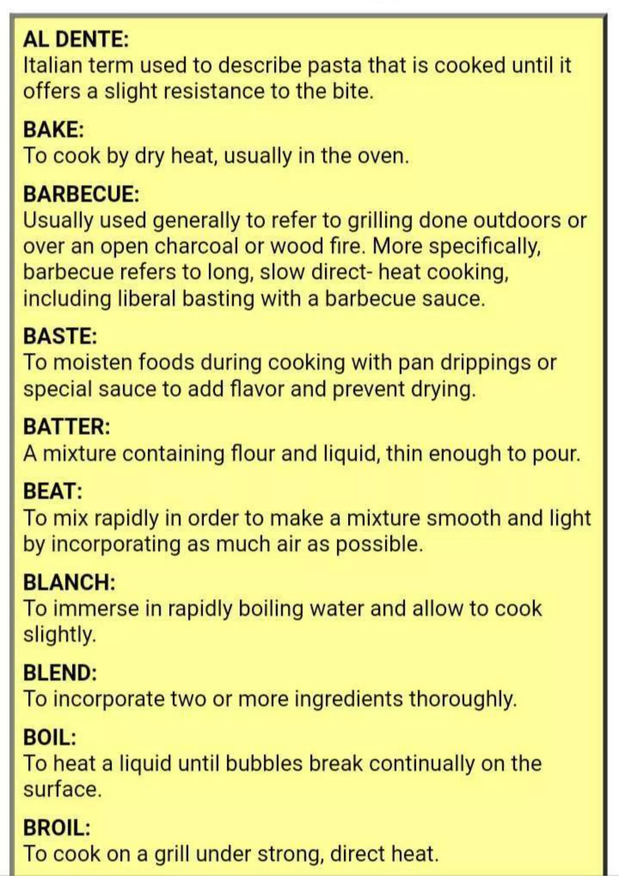 Cookery/Cooking/Culinary/Food Production- Terms | PPTX