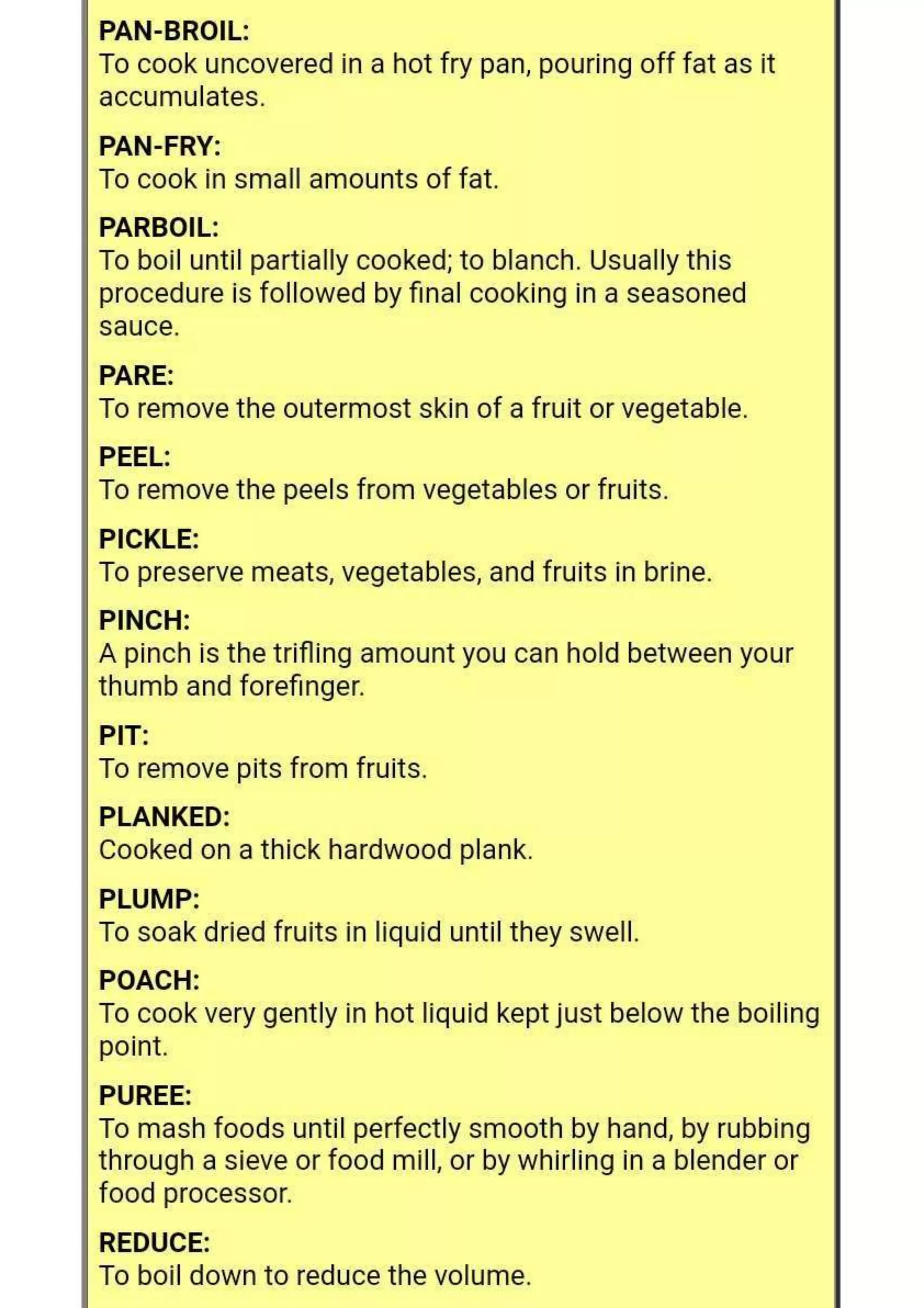 Cookery/Cooking/Culinary/Food Production- Terms | PPTX