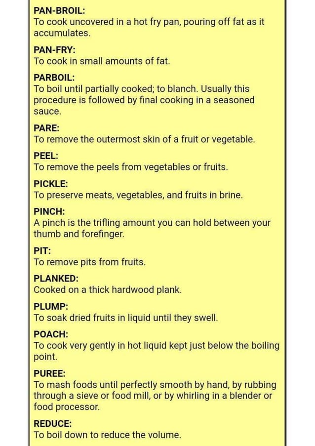 Cookery/Cooking/Culinary/Food Production- Terms | PPTX