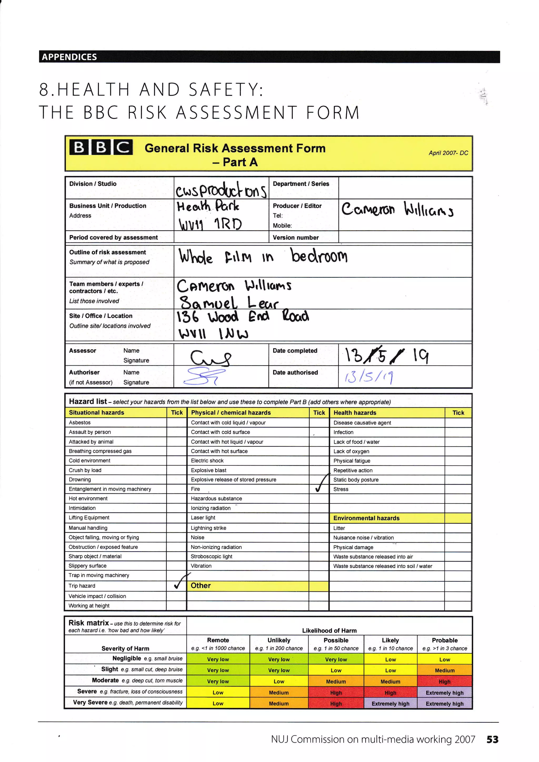 Unit 20 Risk Assessment | PDF | Injuries | Diseases and Conditions