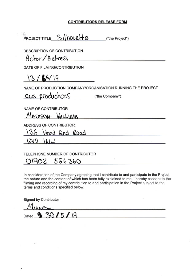 Unit 20 Contributor Release Form | PDF