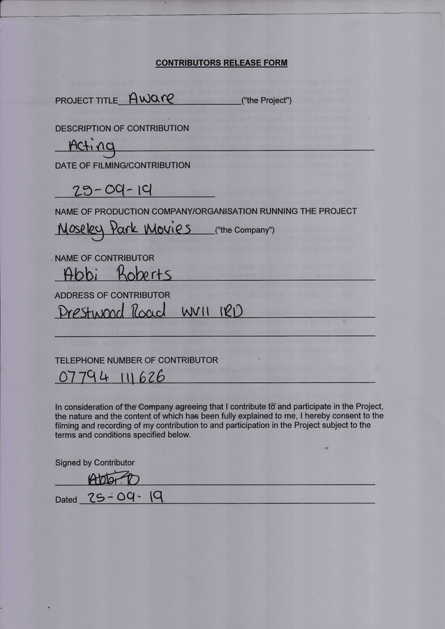 Contributors Release Forms | PDF