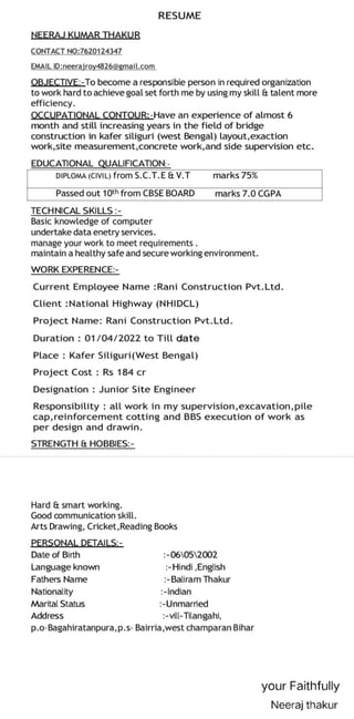 @resume Neeraj kumar | PDF