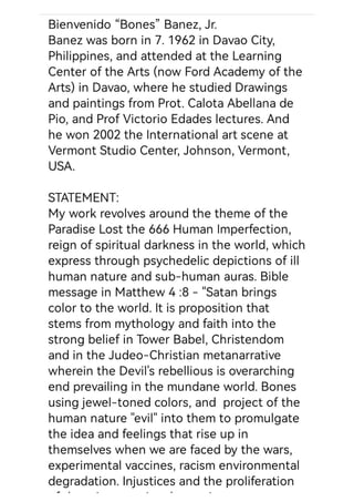 👁️Autistic Survivors Visionary-Surrealist Bienvenido "Bones" Bañez, Jr ...