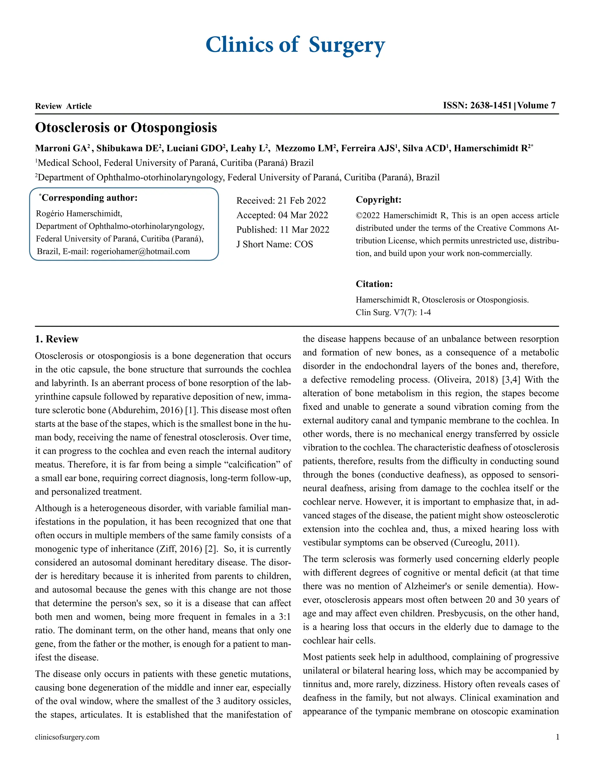 Otosclerosis or Otospongiosis | PDF
