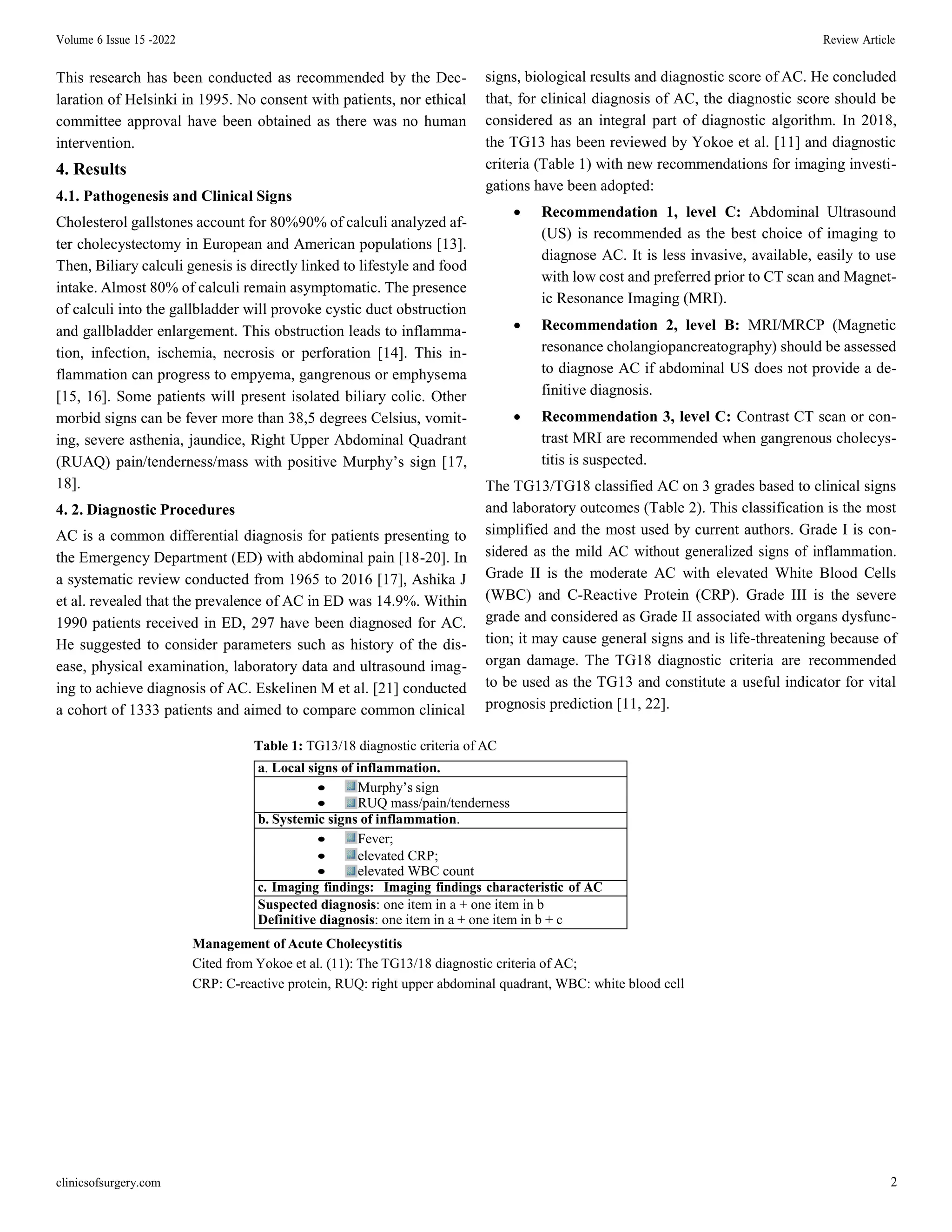 Review of Diagnostic Procedures and Progress in the Management of Acute ...