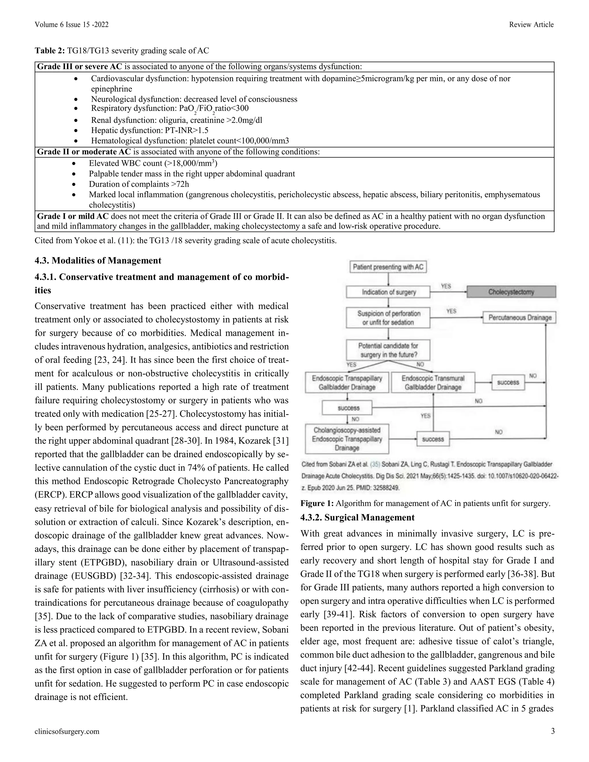 Review of Diagnostic Procedures and Progress in the Management of Acute Cholecystitis | PDF ...