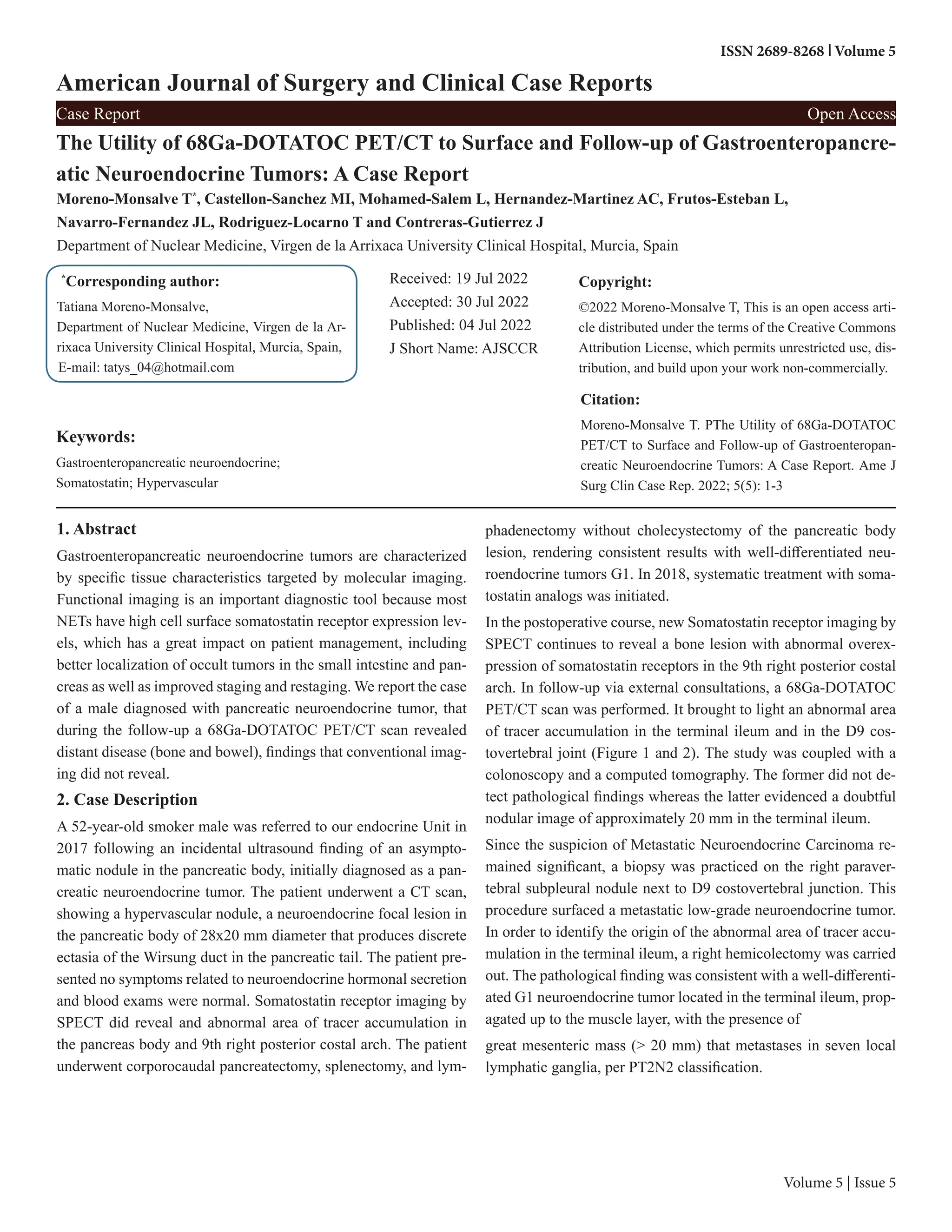 The Utility of 68Ga-DOTATOC PET/CT to Surface and Follow-up of ...