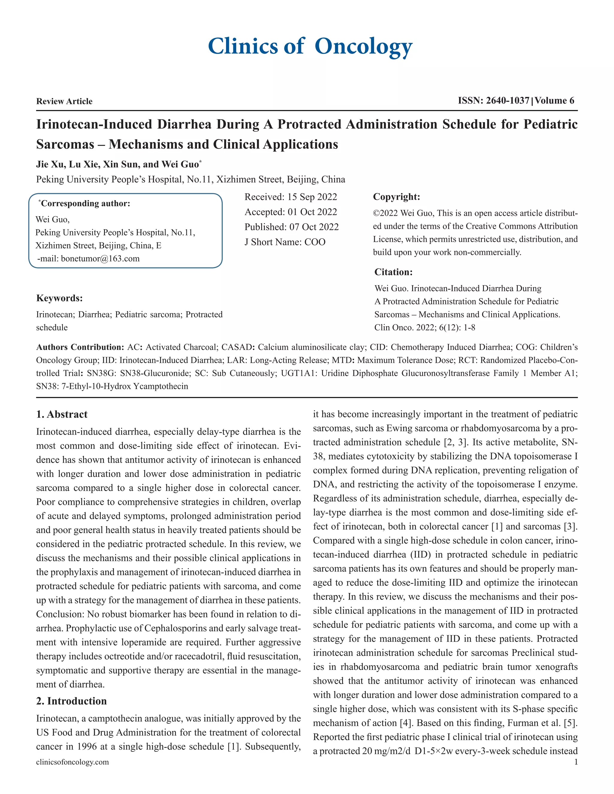 Irinotecan-Induced Diarrhea During A Protracted Administration Schedule ...