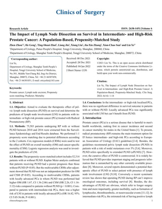 The Impact of Lymph Node Dissection on Survival in Intermediate- and ...