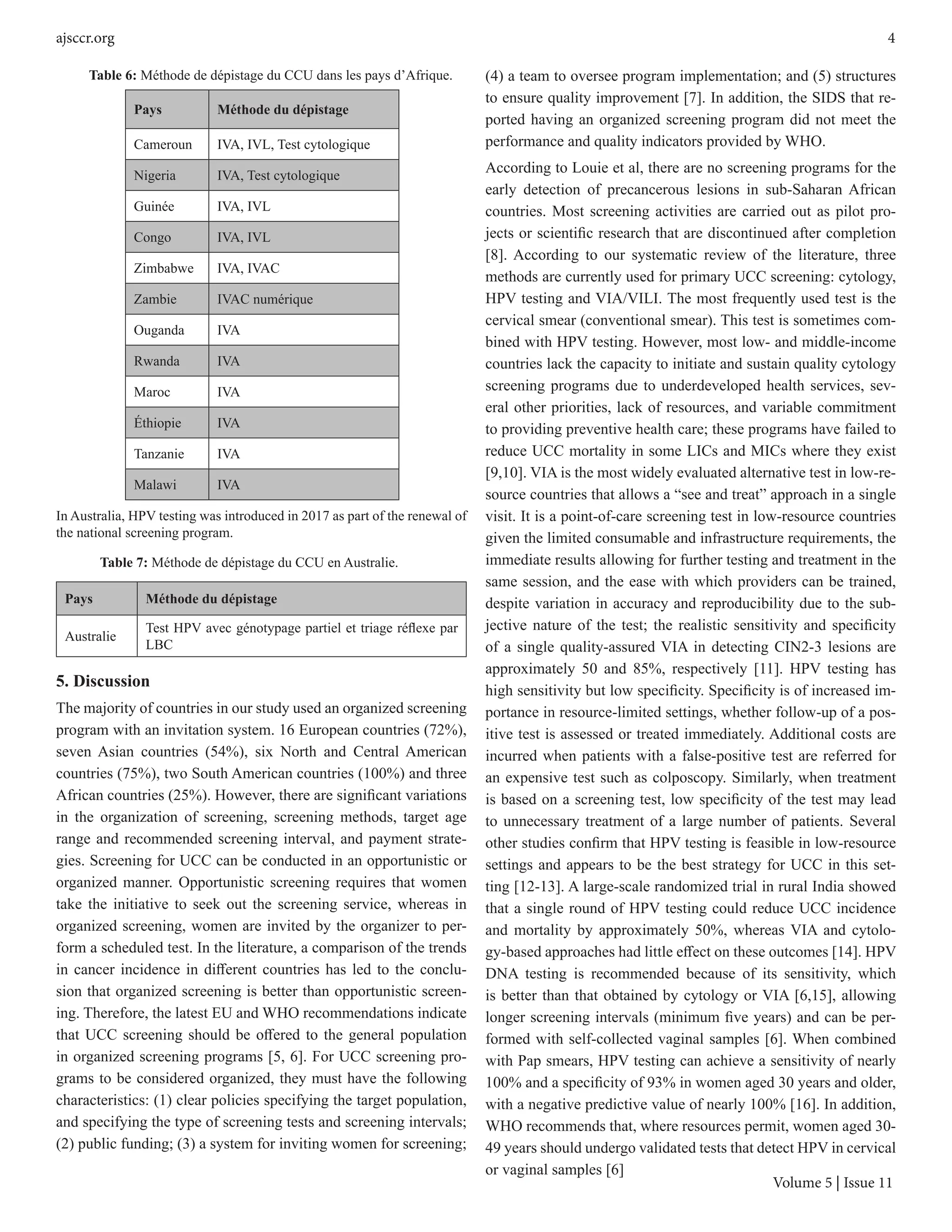 Methods of Cervical Cancer Screening in Developed and Developing ...