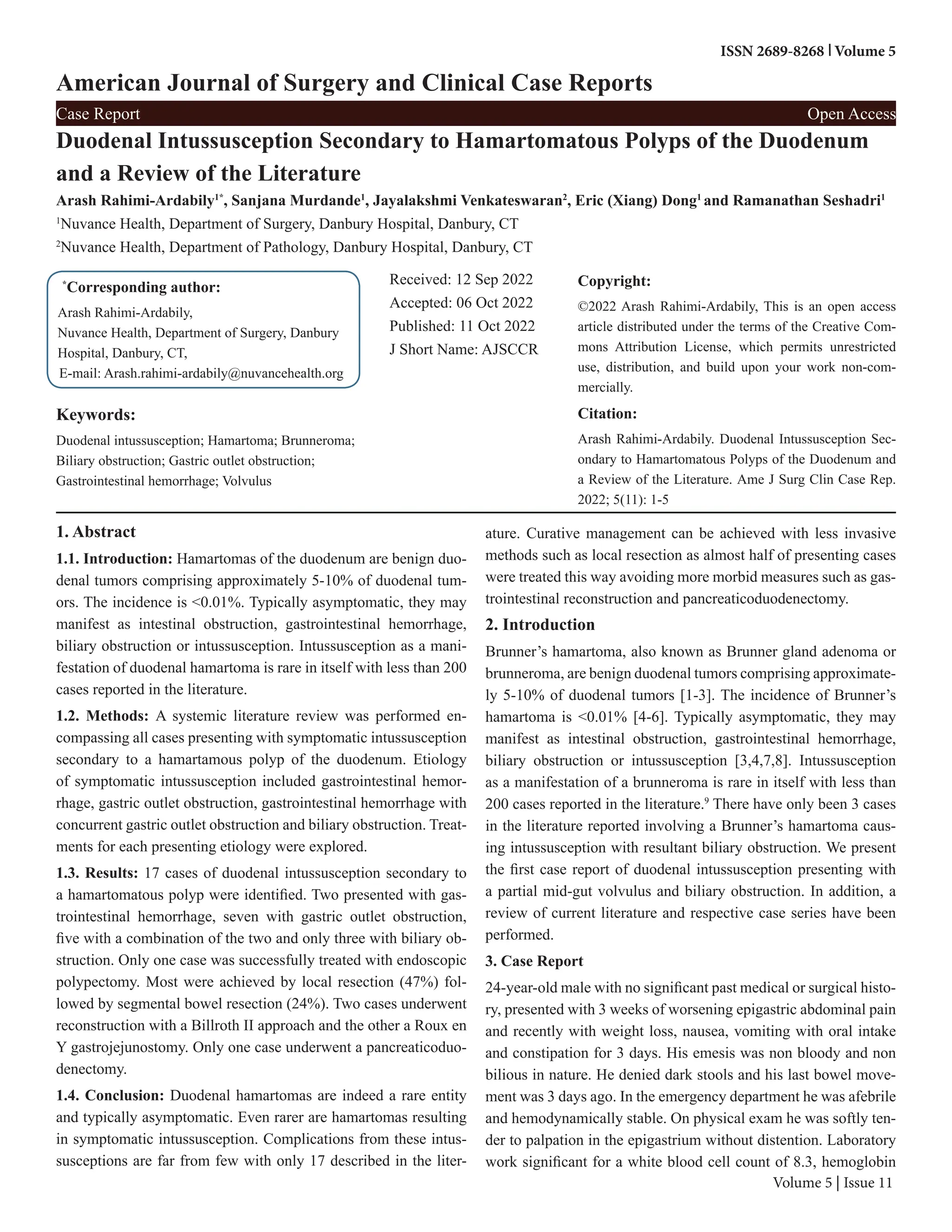 Duodenal Intussusception Secondary to Hamartomatous Polyps of the ...