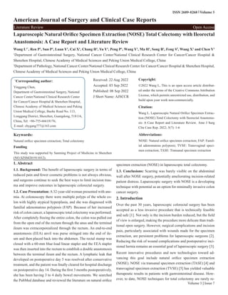 Laparoscopic Natural Orifice Specimen Extraction (NOSE) Total Colectomy ...