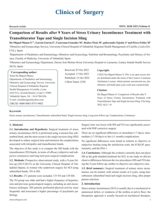 Comparison of Results after 9 Years of Stress Urinary Incontinence ...
