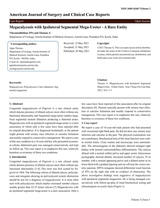 Megacalycosis with Ipsilateral Segmental Mega-Ureter - A Rare Entity | PDF