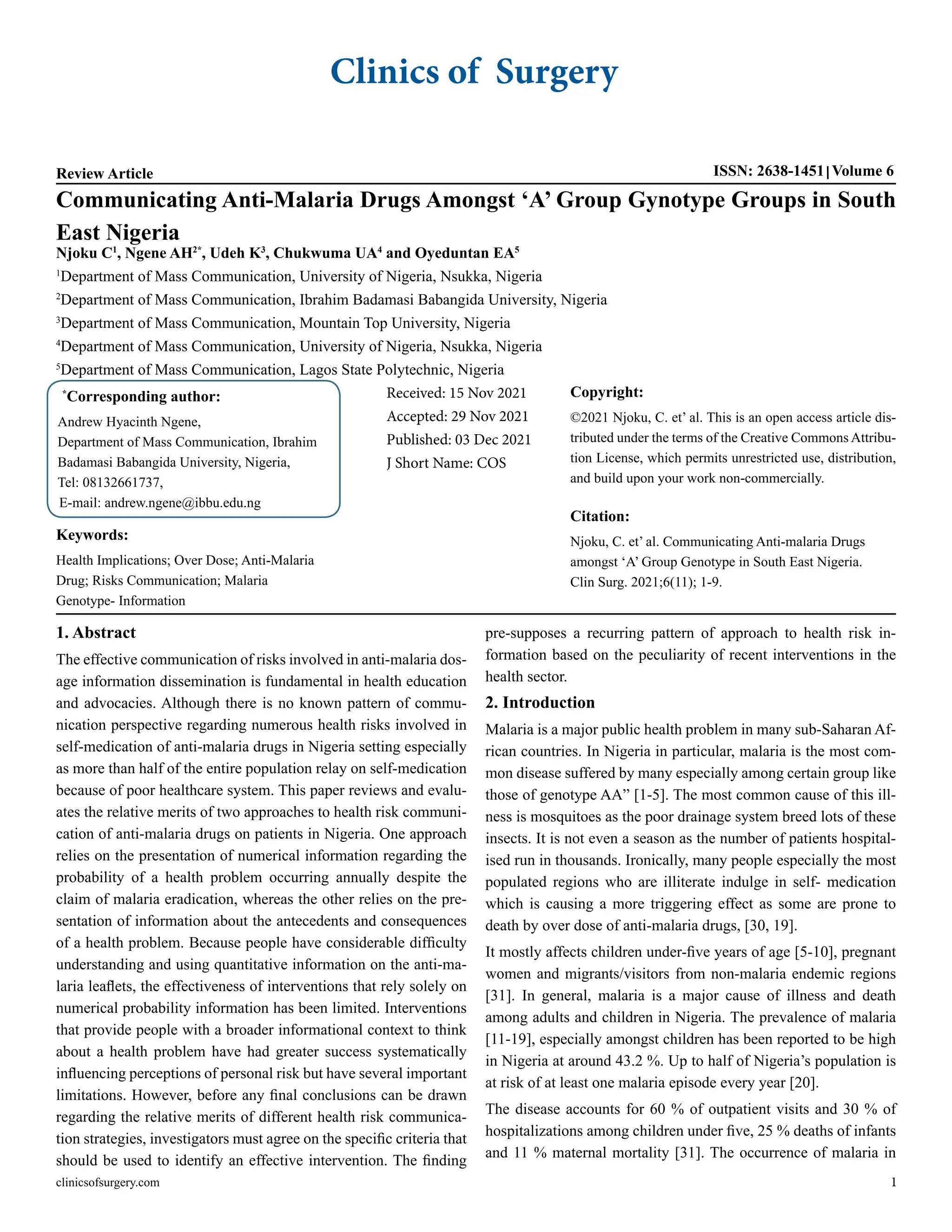 Communicating Anti-Malaria Drugs Amongst a Group Gynotype Groups in ...