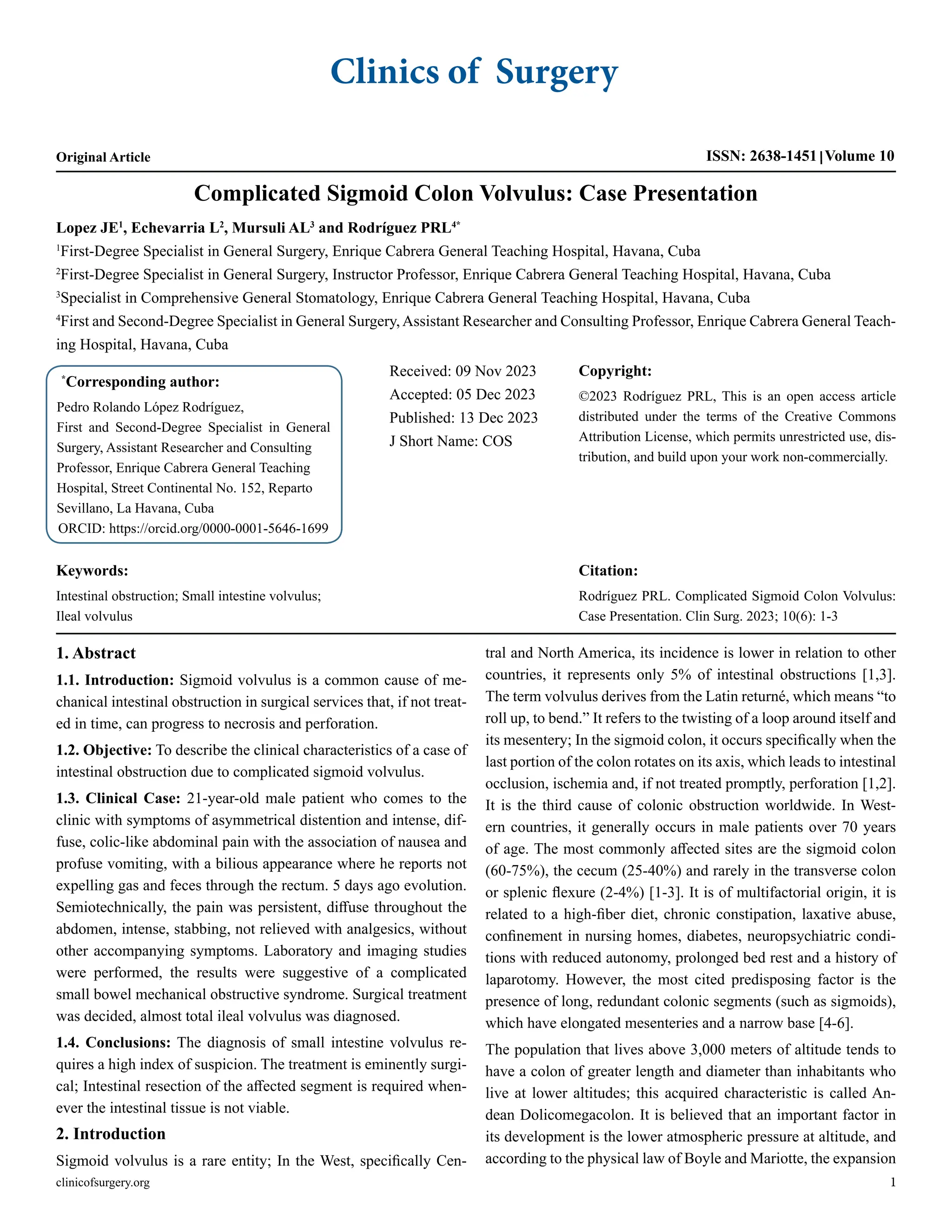 Complicated Sigmoid Colon Volvulus: Case Presentation | PDF