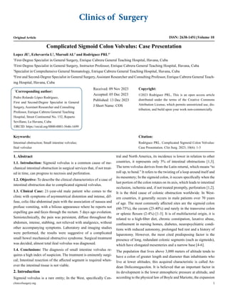 Complicated Sigmoid Colon Volvulus: Case Presentation | PDF