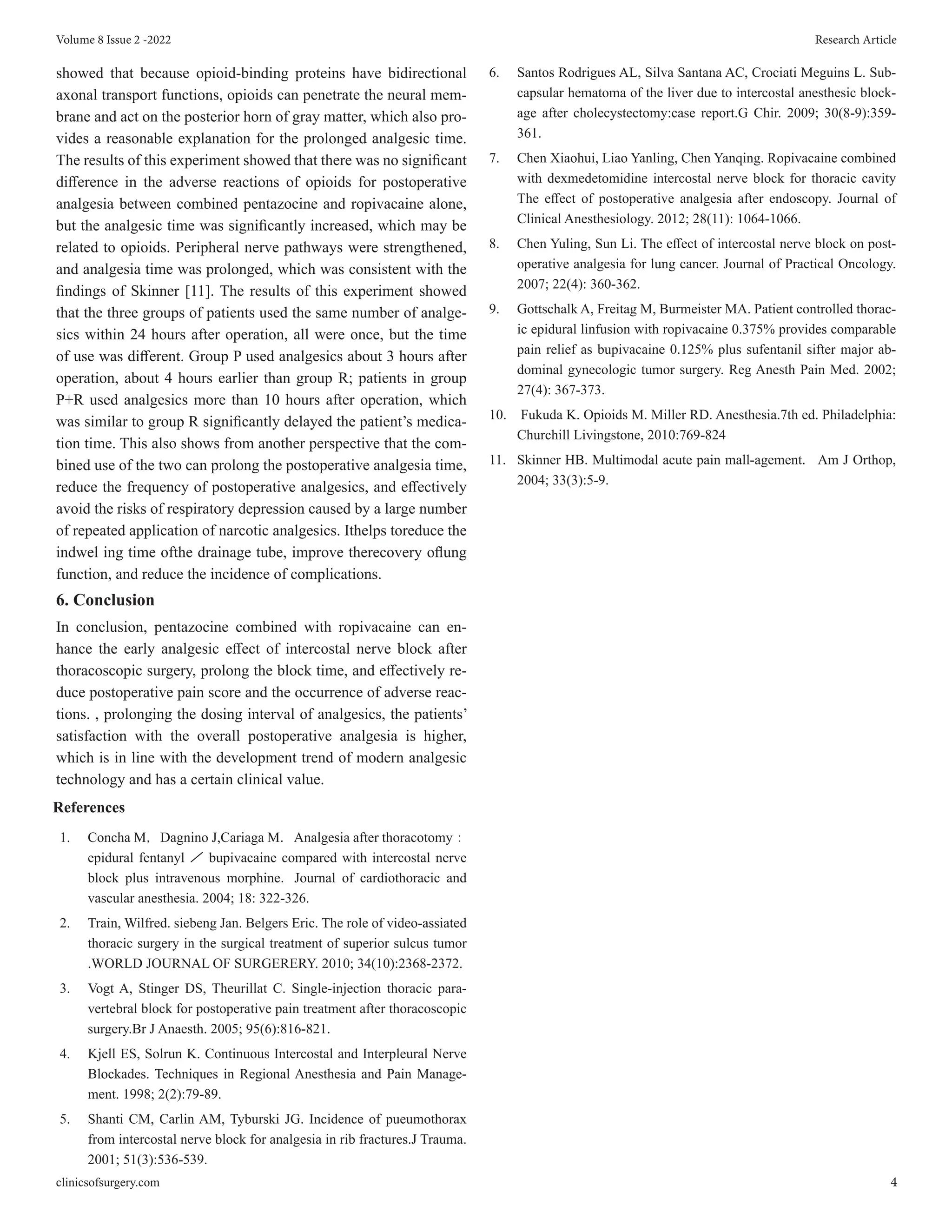 Postoperative Analgesia Effect Observation of Intercostal Nerve Block ...