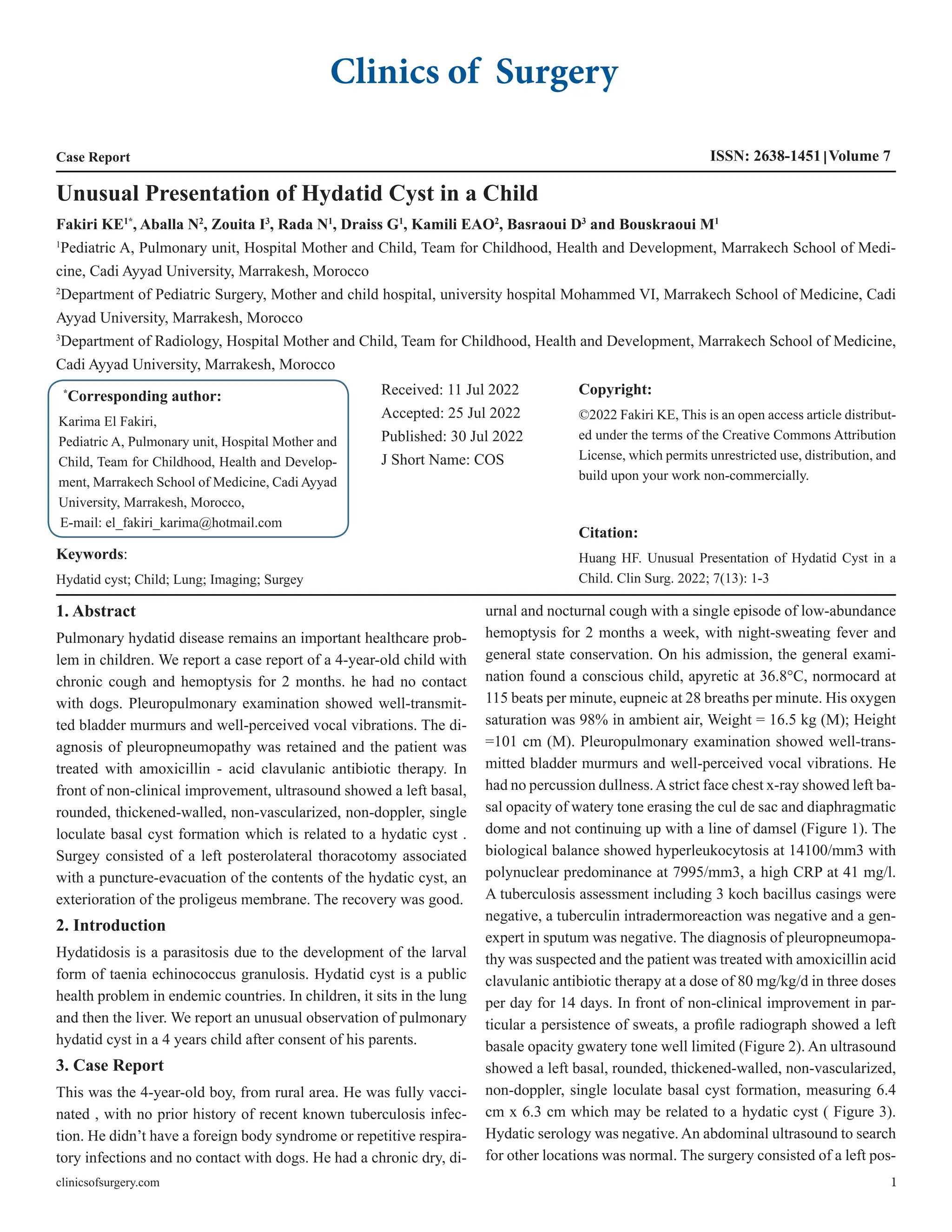 Unusual Presentation of Hydatid Cyst in a Child | PDF