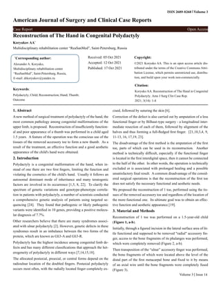 Reconstruction of The Hand in Congenital Polydactyly | PDF