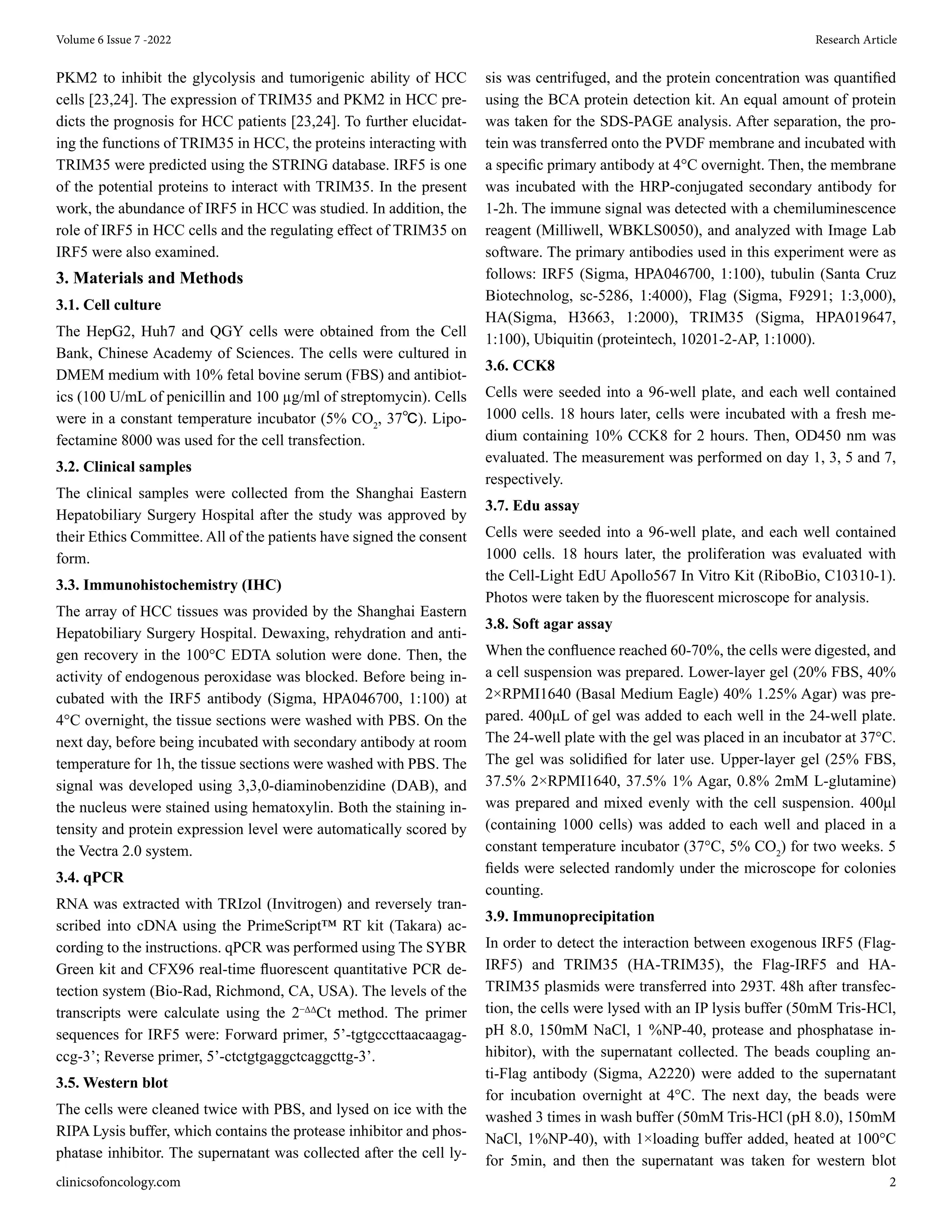 IRF5 Promotes the Progression of Hepatocellular Carcinoma and is ...