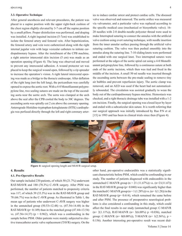 Right Anterior Thoracotomy Minimally Invasive Aortic Valve Replacement vs. Conventional ...