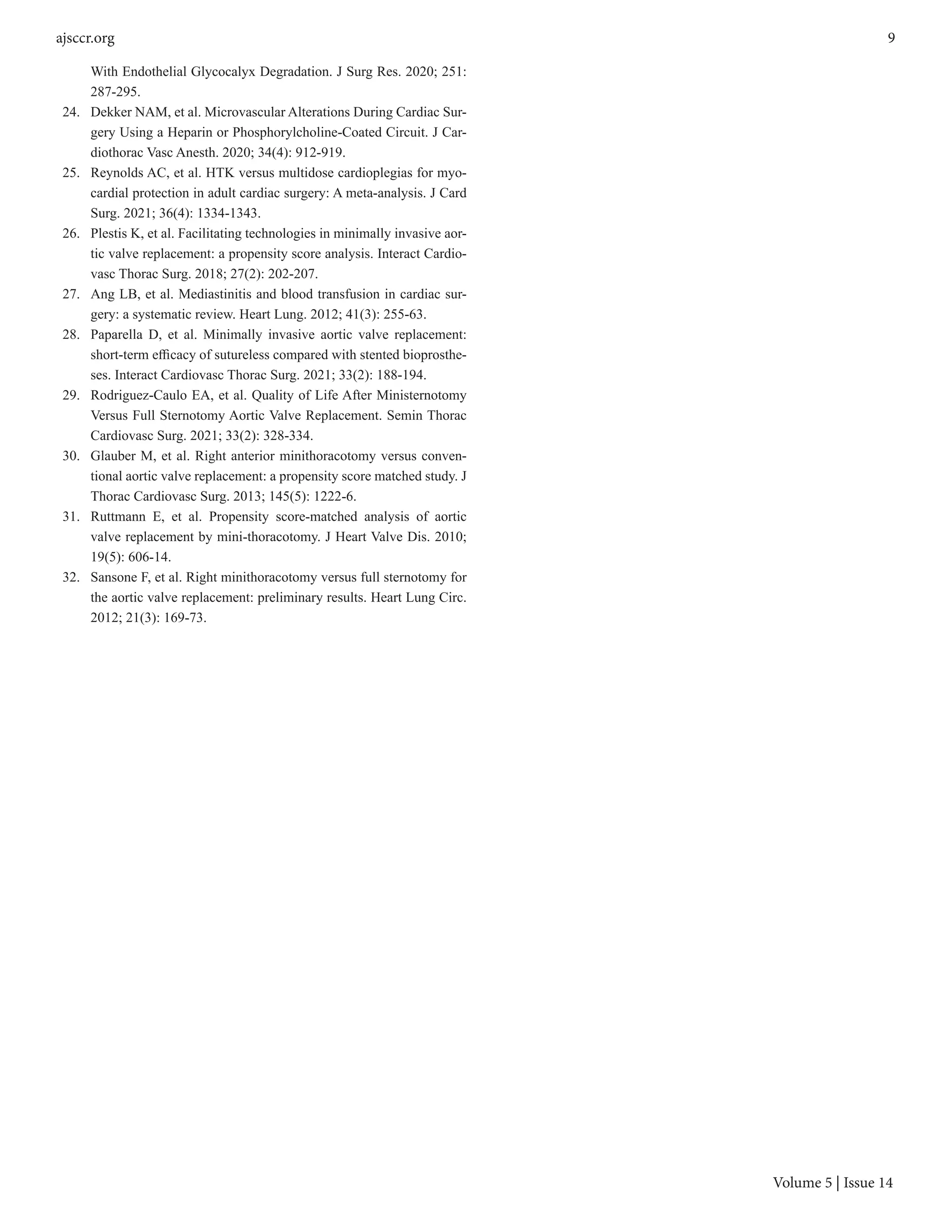 Right Anterior Thoracotomy Minimally Invasive Aortic Valve Replacement ...