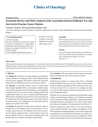 Systematic Review and Meta-Analysis of the Association between Î² ...