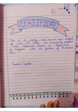 Integration and application of integral ,Project file class 12th Maths | PDF