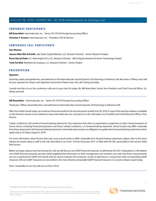 Intermolecular Second Quarter 2018 Conference Call | PDF