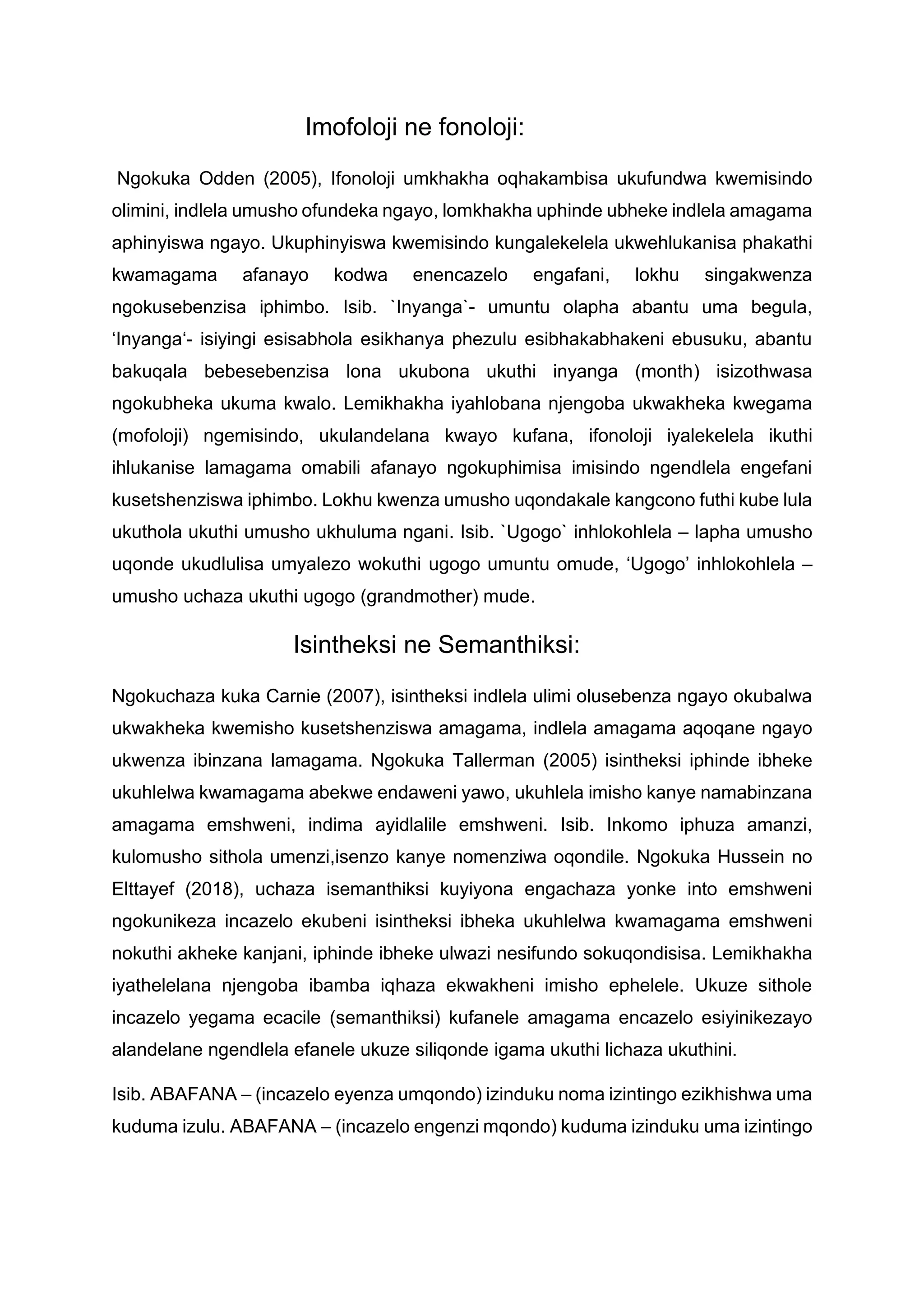 IMIKHAKHA EMINE YOKUHLELWA KOLIMI. IsiZulu | PDF