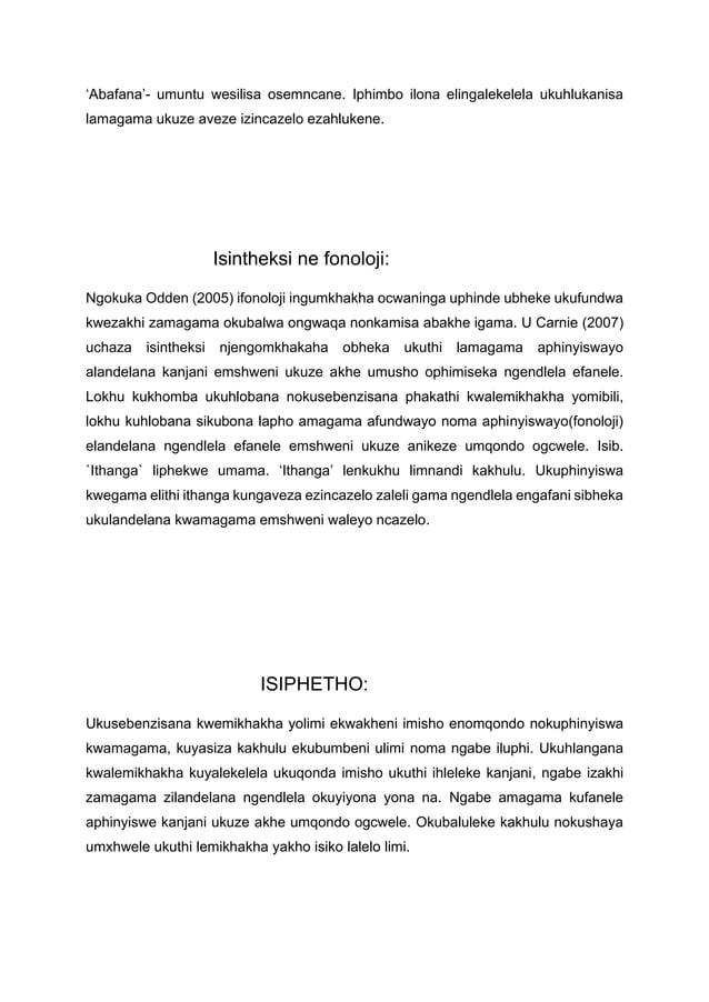 IMIKHAKHA EMINE YOKUHLELWA KOLIMI. IsiZulu | PDF