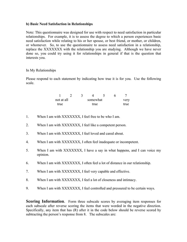 IMI scale | PDF | Family and Relationships