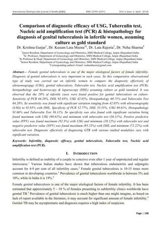 Comparison of diagnostic efficacy of USG, Tuberculin test, Nucleic acid ...