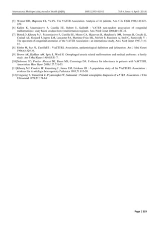 VACTERL association: A Case Report of a congenital malformations | PDF