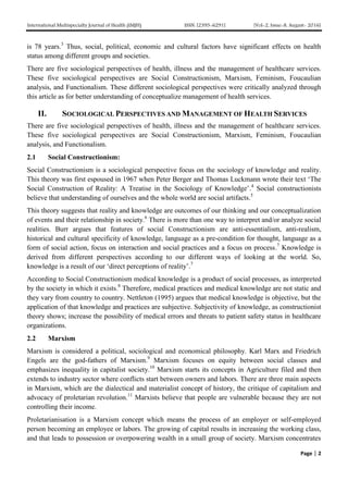 Critical Review of Different Sociological Perspectives toward Conceptualization of Management of ...