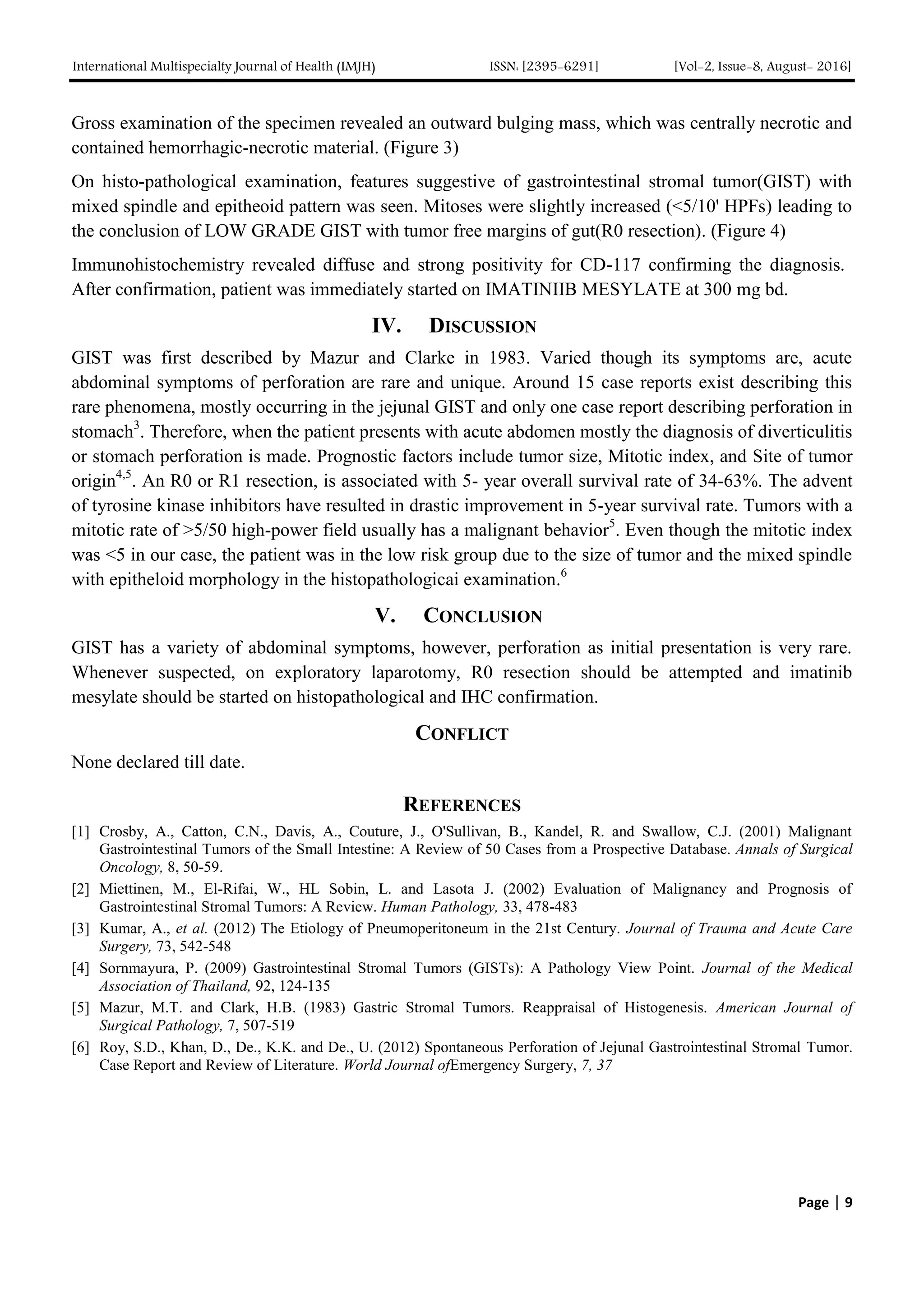Perforated Jejunal Gastrointestinal Stromal Tumor(GIST) Presenting as ...