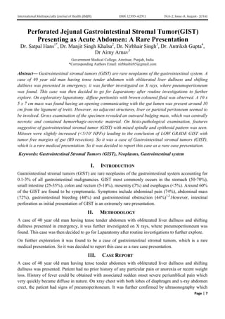 Perforated Jejunal Gastrointestinal Stromal Tumor(GIST) Presenting as ...