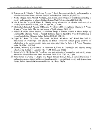Relation between Changing Lifestyle and Adolescent Obesity in India: A ...