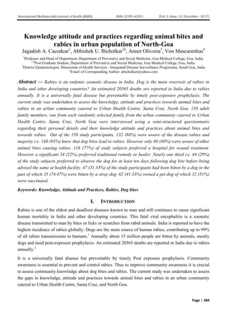 Knowledge attitude and practices regarding animal bites and rabies in ...