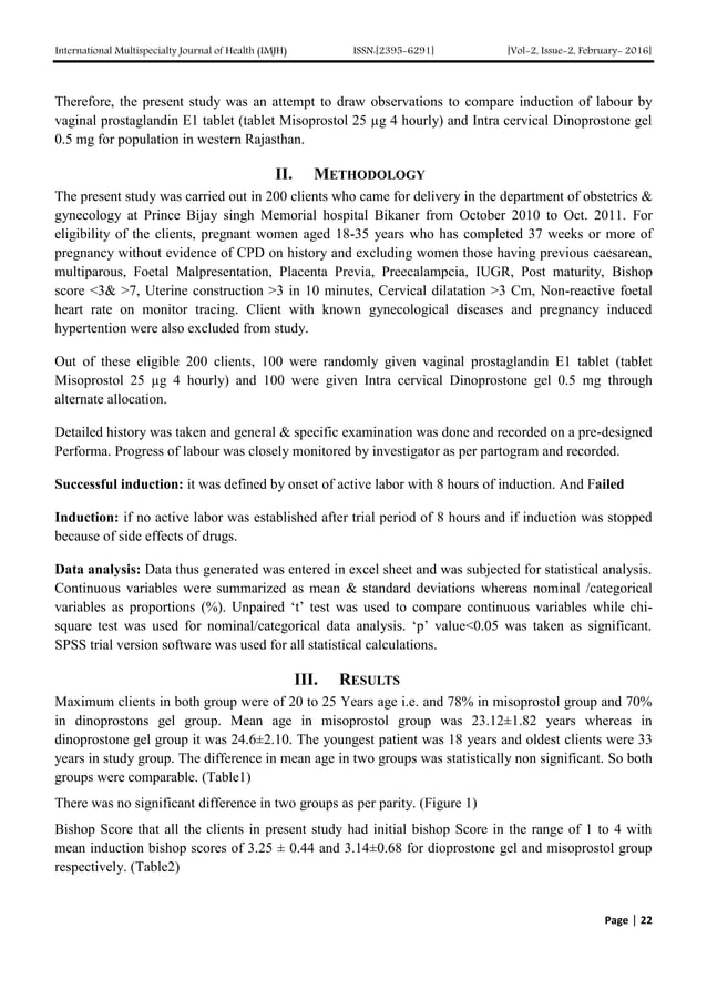 Comparison of Intravaginal Misoprostol Tablet (Prostaglandin E1) and ...