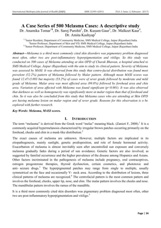 A Case Series of 500 Melasma Cases: A descriptive study | PDF