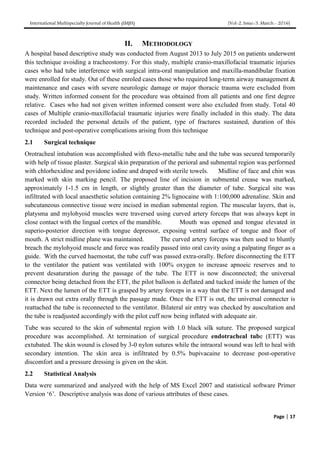 Submental Intubation Technique for Airway during Surgery of Midfacial ...