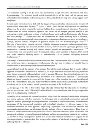 Submental Intubation Technique for Airway during Surgery of Midfacial ...