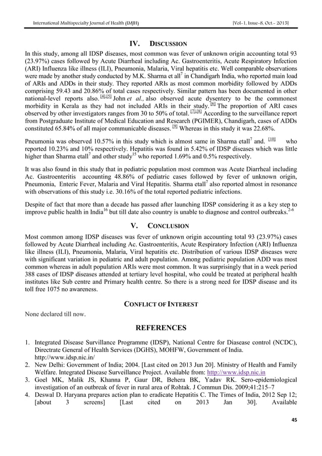 Integrated Disease Surveillance Programme (IDSP) Disease Pattern and ...