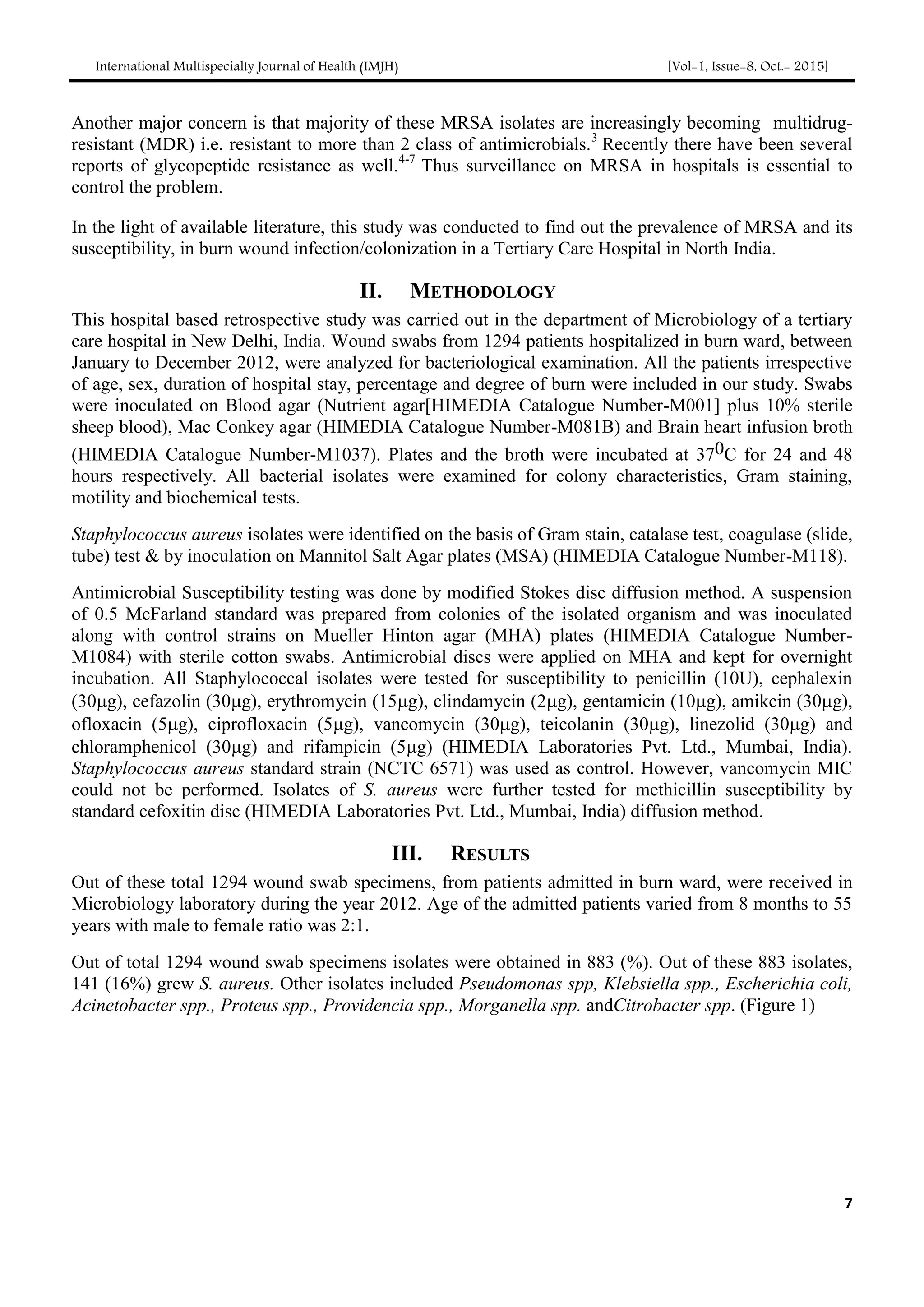 Bacteriological Profile of Burn Wound Infection in a Tertiary Care ...