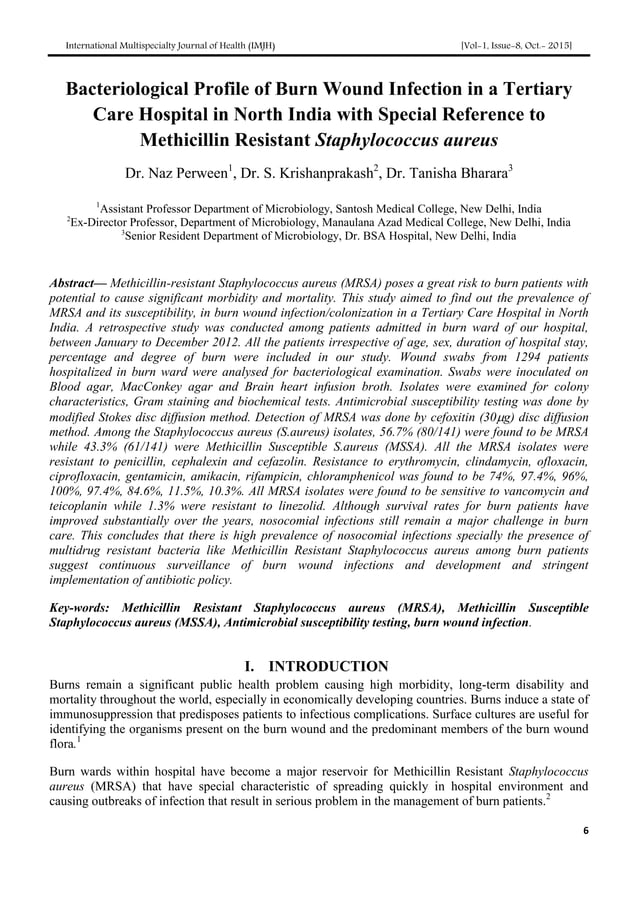 Bacteriological Profile of Burn Wound Infection in a Tertiary Care Hospital in North India with ...