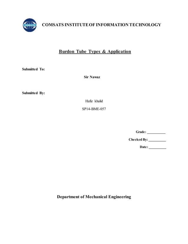 Bourden Tube and types. | DOCX